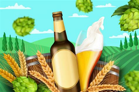 Realistic Detailed 3d Brown Glass Beer Bottle Ads Banner Concept Poster