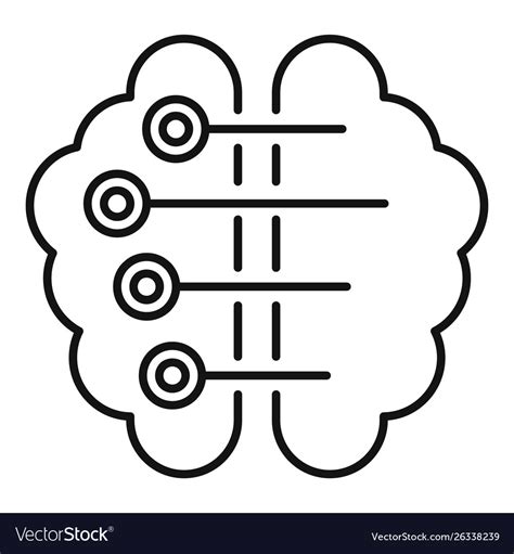 Ai Smart Brain Icon Outline Style Royalty Free Vector Image