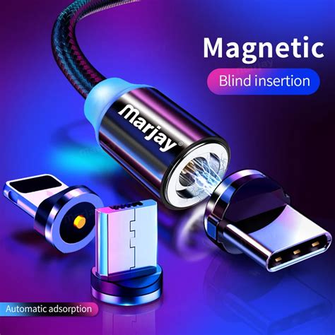 Marjay Магнитный кабель Micro usb type C кабель для iPhone samsung ...
