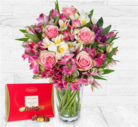 Peruvian Lily And Rose And Chocs
