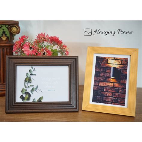 กรอบรูปลายไม้ พร้อมรูปภาพ ไม้จริง ขนาดรูป 4x6 5x7 6x8 8x10 นิ้ว และ A4 พร้อมตกแต่งบ้าน Shopee