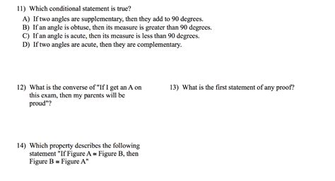 Solved Which Conditional Statement Is True A If Two Chegg