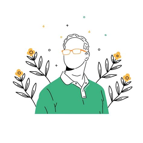 안경을 쓴 남자의 그림 프리미엄 벡터