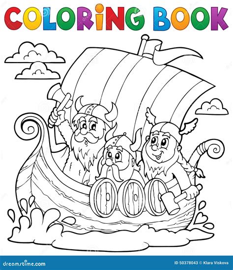 Livre De Coloriage Avec Le Bateau De Viking Illustration De Vecteur