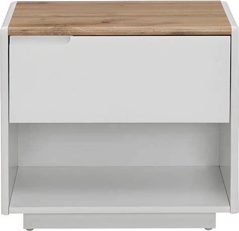 Set Van 2 Nachtkastjes 1 Lade En 1 Nis Mdf Wit Gelakt En Eiken