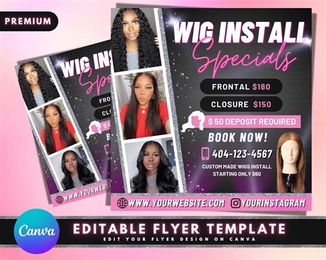 Wig Install Flyer Diy Flyer Template Design Hair Appointment Etsy