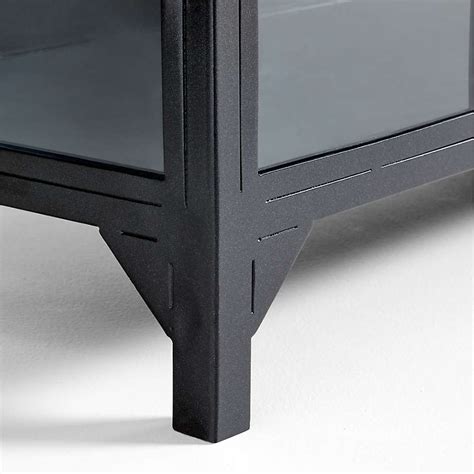 Ventana Wide Black Glass And Metal Display Storage Cabinet Reviews