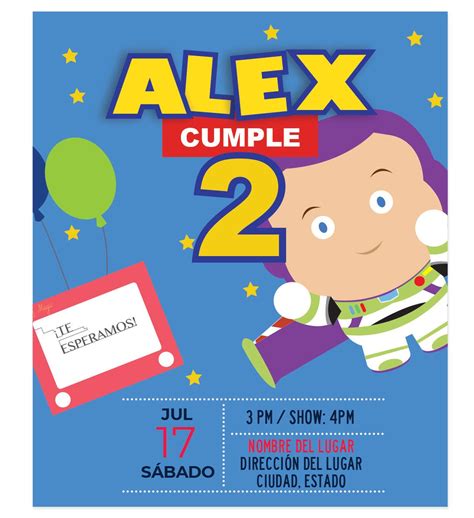 Invitación Buzz Lightyear Diseño digital y personalizable en 2022