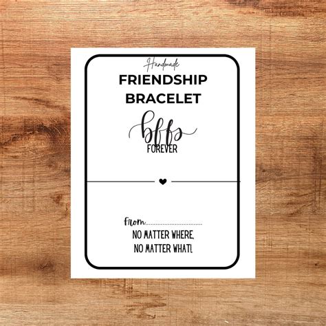 Friendship Bracelet Cards Printable Digital Download Pdf Handmade