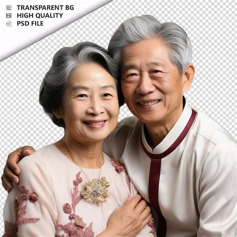 만적 인 오래된 한국 커플 발렌타인 데이와 보석 Ca 투명한 배경 Psd 고립 프리미엄 Ai 생성 Psd