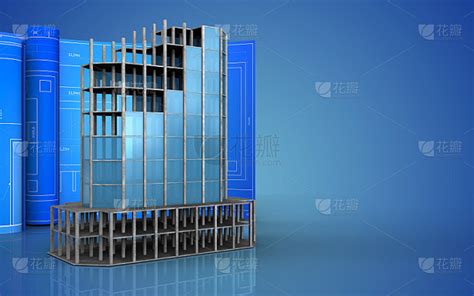 现代建筑框架的3d