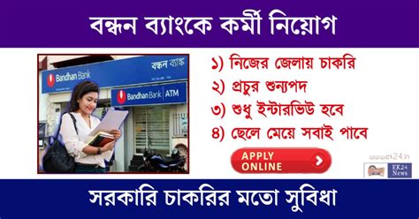 Bandhan Bank Recruitment মাধ্যমিক পাশ যোগ্যতায় নিজের জেলায় বন্ধন