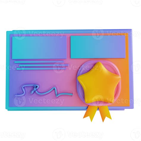 3d Illustration Colorful Certificate 10851379 Png