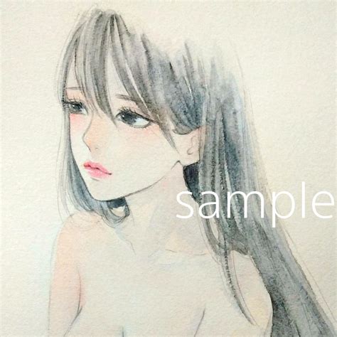 肉筆原画 裸婦画 手描きイラスト ヌード 水彩画 グラビア メルカリ
