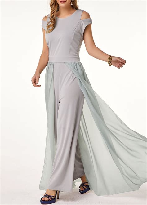 Round Neck High Waist Light Grey Jumpsuit Usd 2922