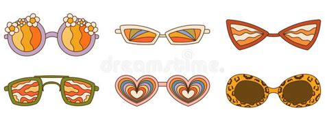 Retro Groovy Sunglasses Collection With Different Patterns 1970 S Vibe