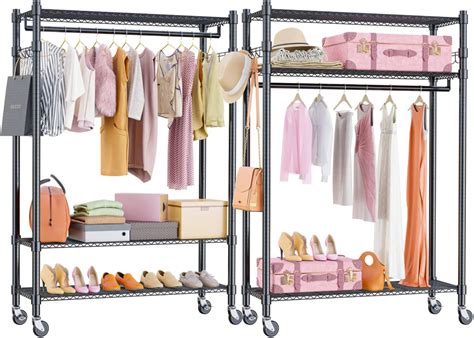 Homdox Rolling Clothing Rack Commercial Grade 2 Tier