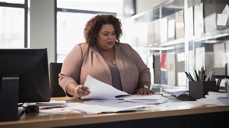 Premium Photo A Businesswoman Is Reviewing Documents In Her Office