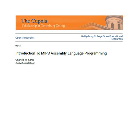 Introduction To Mips Assembly Language Programming