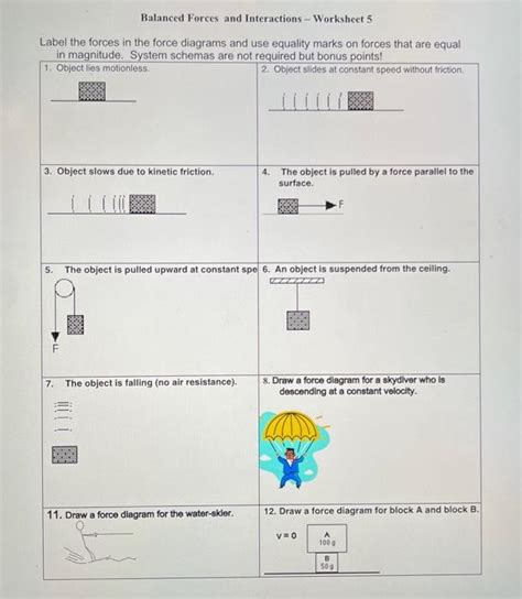 solved balanced forces and interactions worksheet 5 label