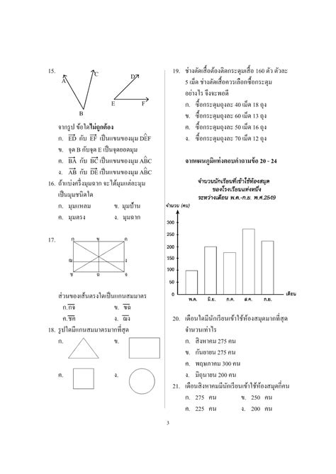 ข้อสอบคณิตศาสตร์ ป 4 ไฟล์ Pdf กลางภาค ปลายภาค พร้อมเฉลย