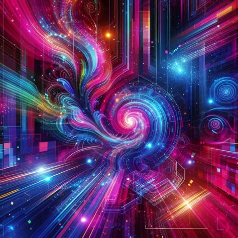Neon Abstract Art Swirling Patterns Geometric Shapes Ai Art Generator Easy Peasy Ai