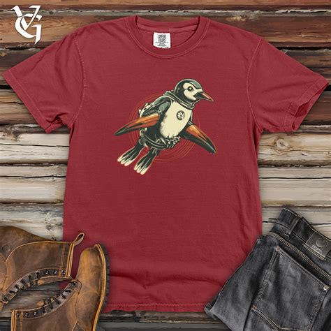 Retro Jetpack Penguin Heavy Cotton Comfort Colors Tee Viking Goods