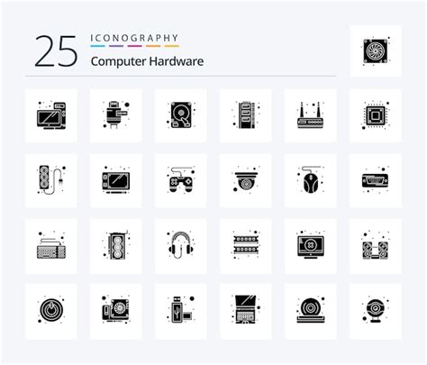 Premium Vector | Computer Hardware 25 Solid Glyph icon pack including computer router drive ...