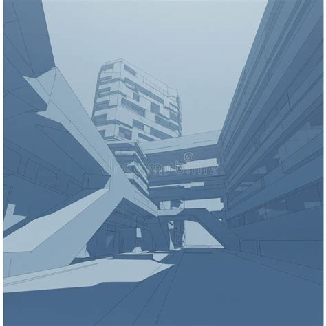 Futuristic Architectural Visualization Depicting A Complex Of Interconnected Building Stock