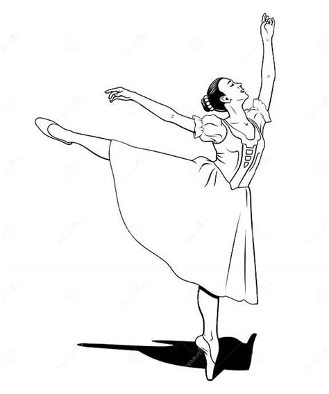 Ballerina In Medieval Costume Classic Dancer Girl Vector Ink Style
