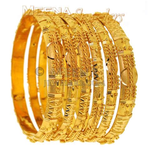 22kt Gold Handmade Bangles Bast1573 22 Kt Gold Handmade Bangles Set