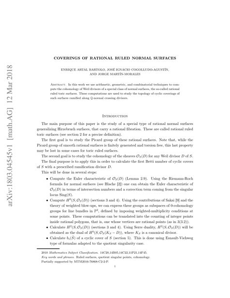 Pdf Coverings Of Rational Ruled Normal Surfaces