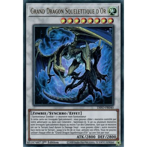 Grand Dragon Squelettique d Or DIFO FR040 Carte Yu Gi Oh à l unité