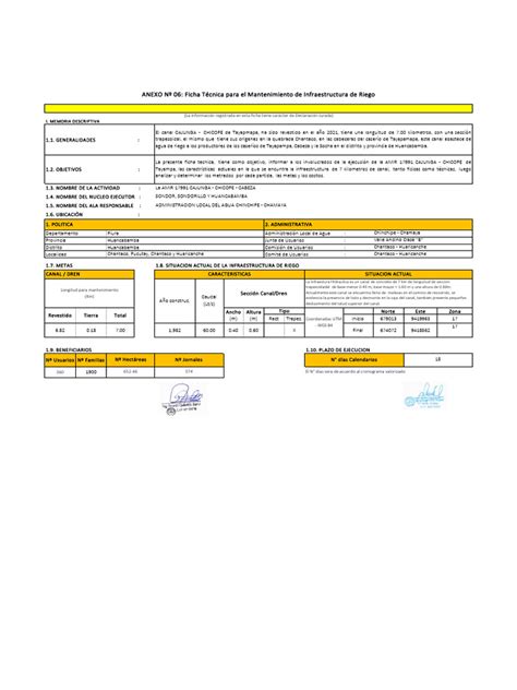 Ficha Tecnica Canal Cajunga Chicope I Pdf Cartografía Geodesia