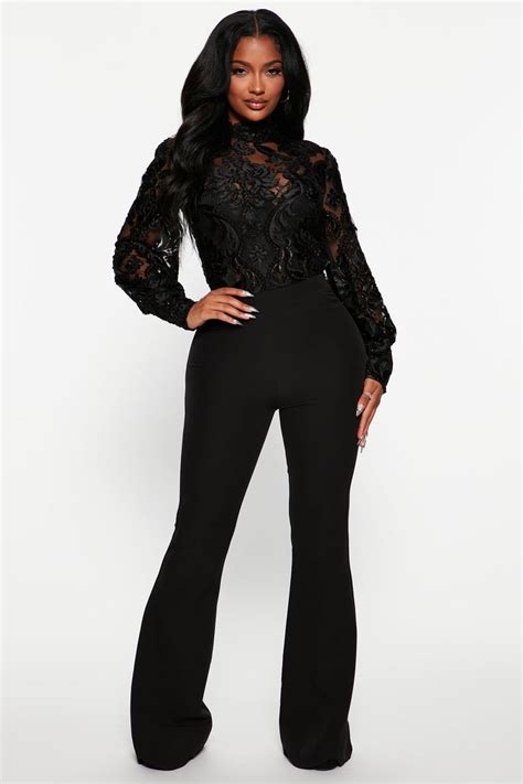 Vivienne Mesh Mock Neck Top Black Fashion Nova Knit Tops Fashion