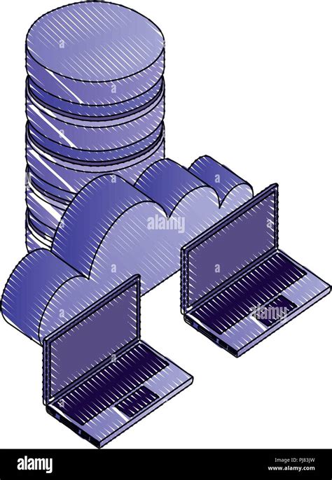 Laptops Cloud Computing And Database Server Network Vector Illustration Stock Vector Image And Art