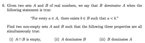 Solved Given Two Sets A And B Of Real Numbers We Say Chegg Com