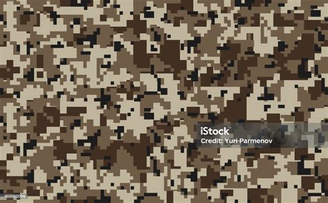 갈색 베이지색 픽셀 위장 완벽 한 패턴입니다 현대 군사 Camo 텍스처입니다 사막의 보호 색입니다 스톡 벡터 일러스트입니다