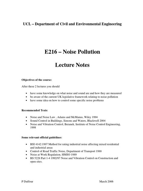 Noise Lecture Notes Pdf Sound Noise