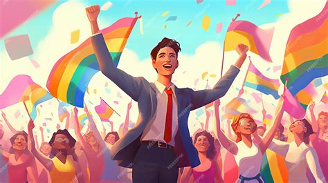 Premium Photo Parade Of Gays And Lesbians With A Rainbow Flag Lgbtq