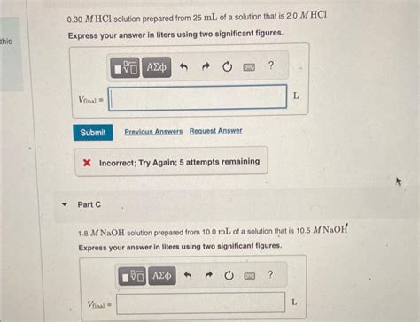Solved MHCl Solution Prepared From ML Of A Solution Chegg Com