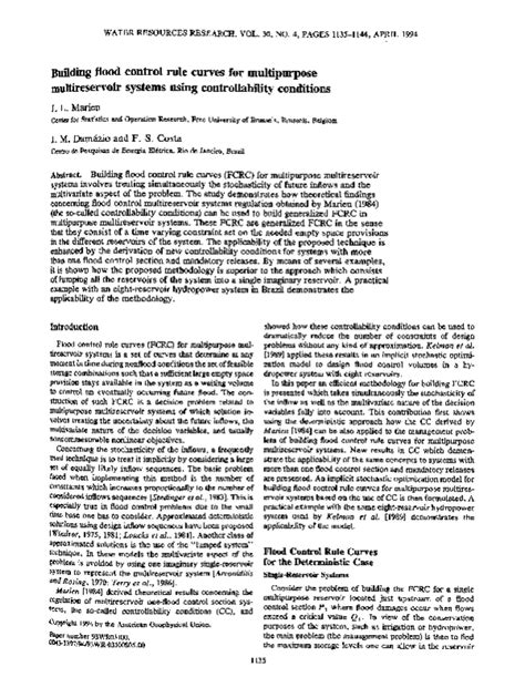 Pdf Building Flood Control Rule Curves For Multipurpose