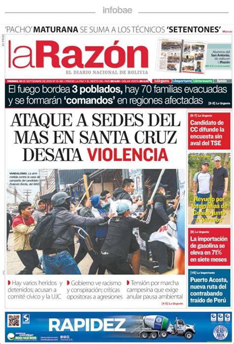 La Razon Bolivia 13 De Septiembre De 2019 Infobae