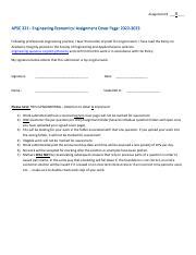 APSC 221 Assignment 3 Winter 2023 V2 Pdf Assignment 3 APSC 221 Engineering Economics