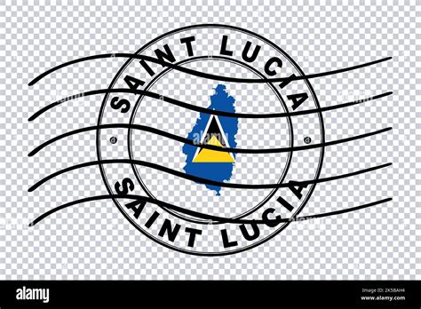 Map Of Saint Lucia Postal Passport Stamp Travel Stamp Clipping Path