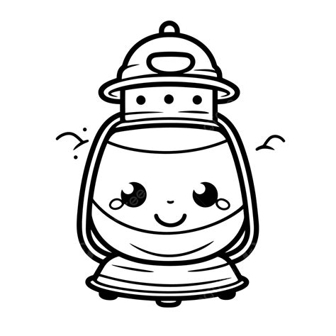 Very Cute Cartoon Lantern Coloring Page Outline Sketch Drawing Vector