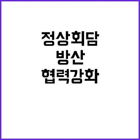 정상회담 방산·인프라 협력 강화의 비밀 공개 서울진