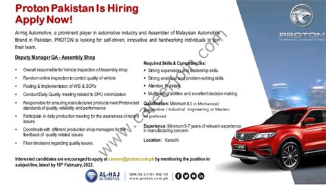 Proton Pakistan Jobs February 2022