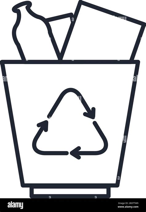 Trash With Recycle Symbol Line Style Icon Design Ecology Eco Save
