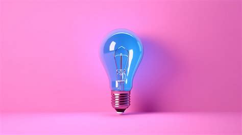 lightbulb 3d rendering of idea illustration with blue on pink